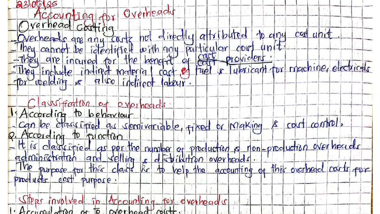 Accounting for Overheads - 1P AV A 1 L L Lt Final Exam Notes - Studocu