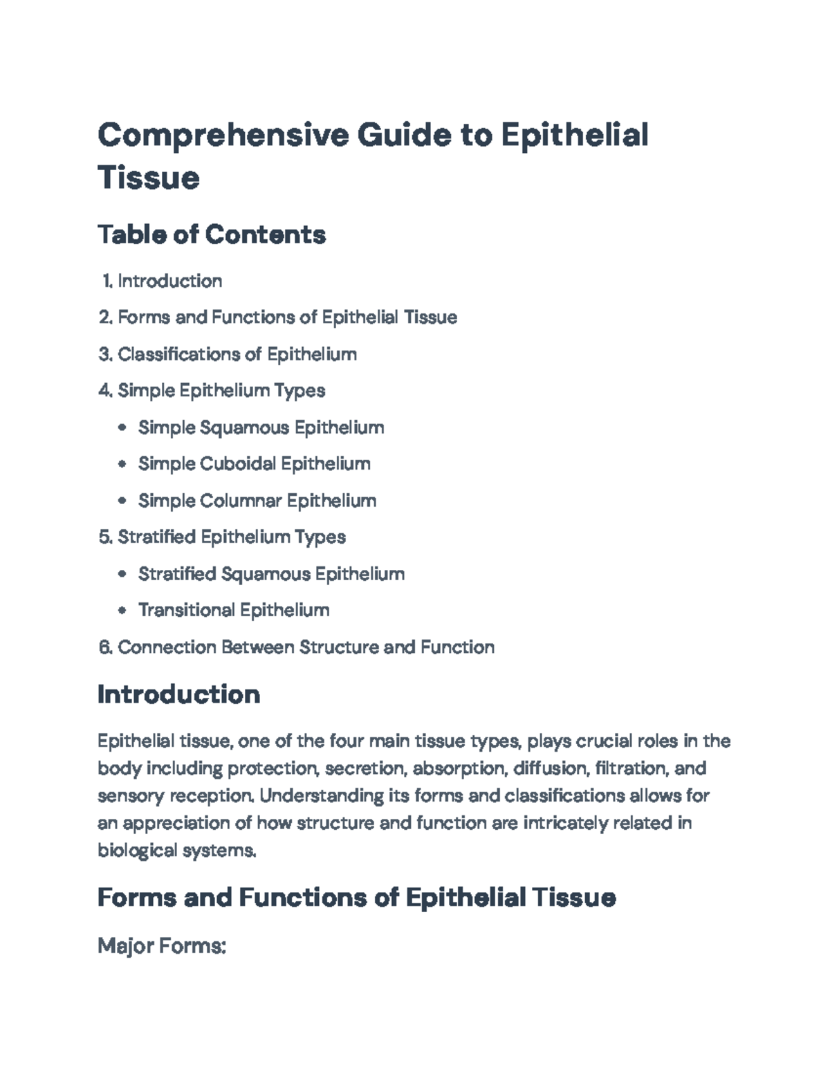 Foundations of Epithelial Tissue: Types, Functions, and Classifications ...