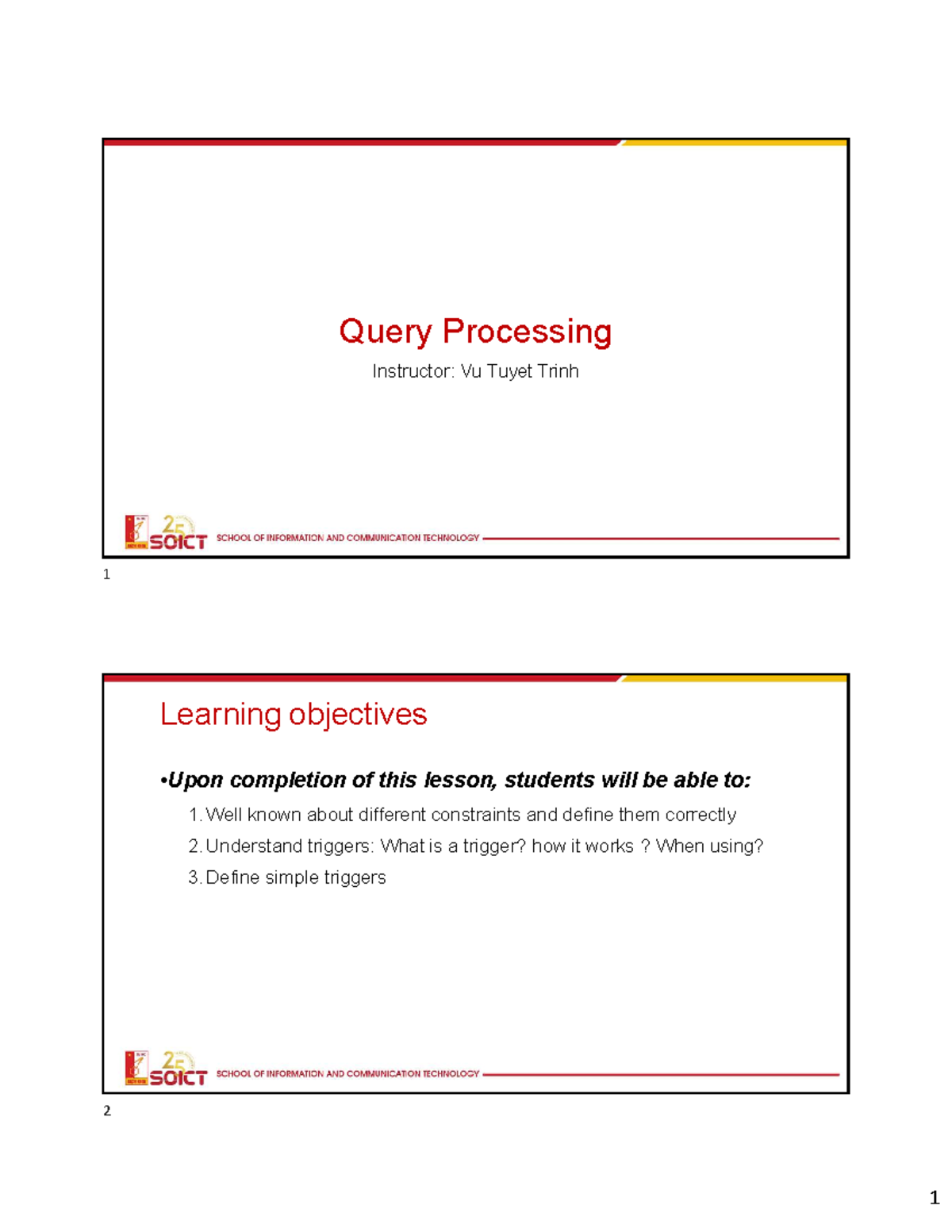 Query Processing (CS101) - Constraints and Triggers Overview - Studocu