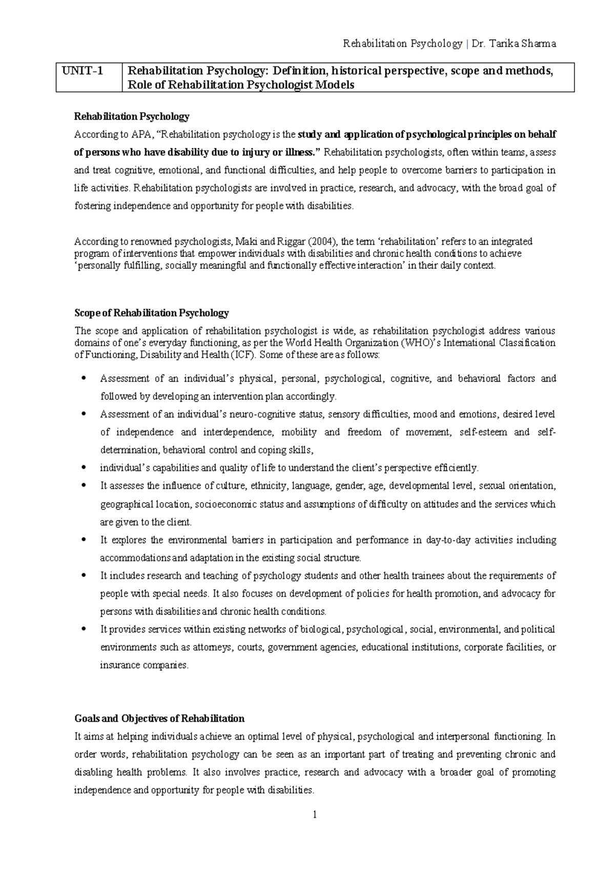 Rehabilitation Psychology: Overview, Scope, and Historical Perspectives ...