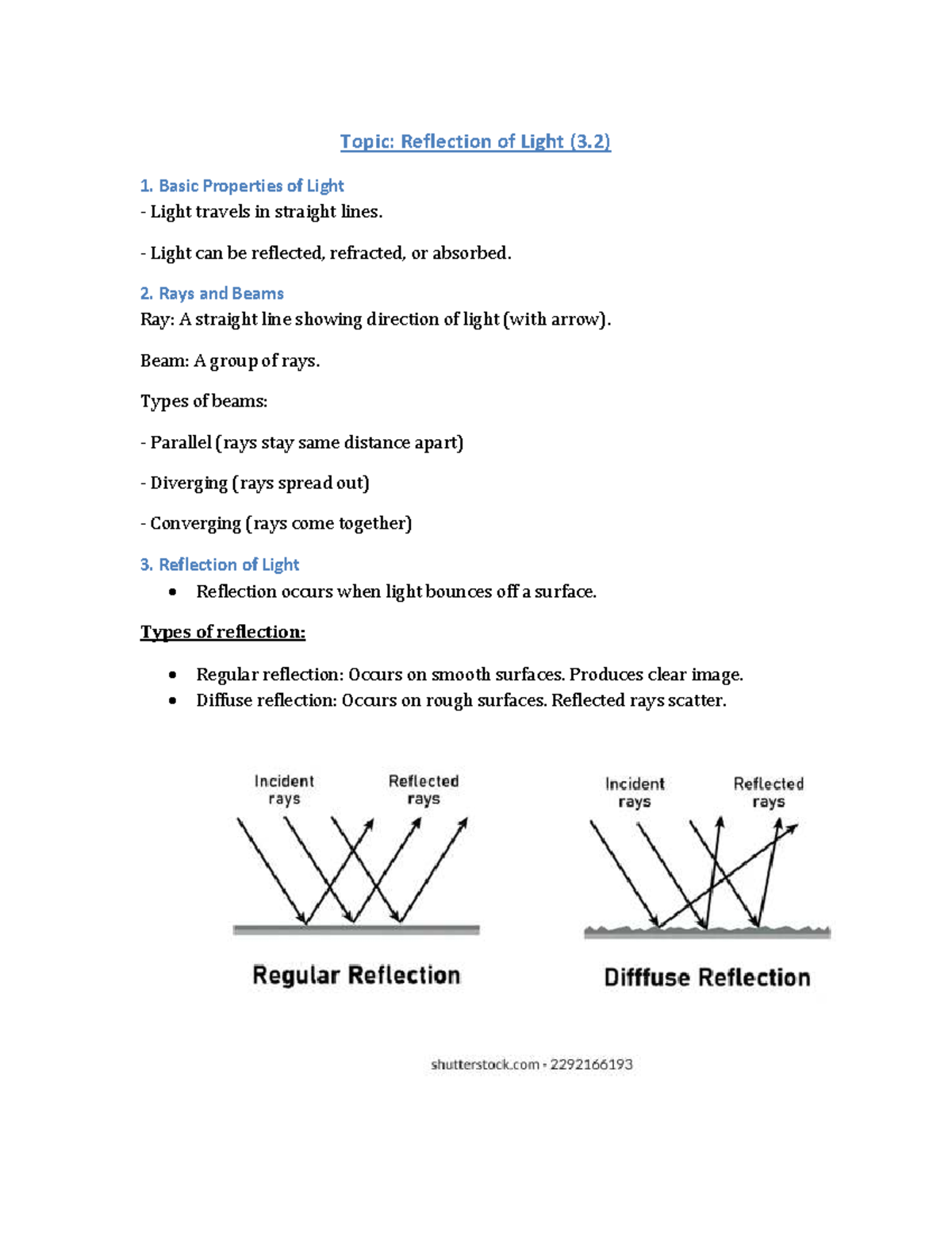 Igcse 0625 Reflection of Light: Key Concepts and Properties - Studocu