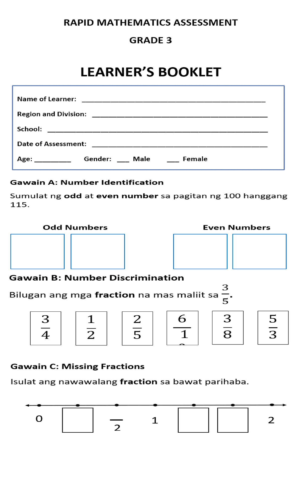 RMA-Test - I DO NOT OWN THIS FILE. - RAPID MATHEMATICS ASSESSMENT GRADE ...