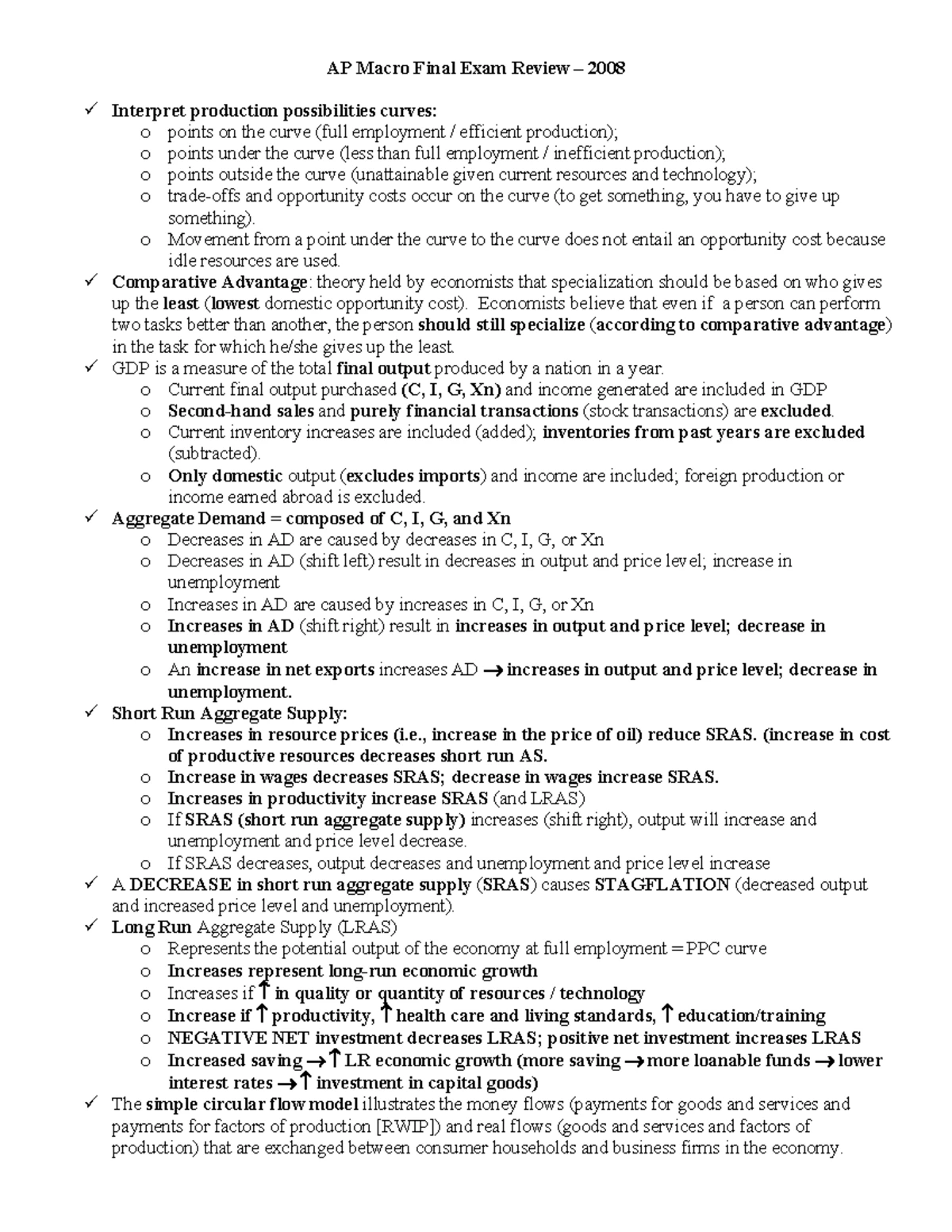 AP Macroeconomics Formula Sheet - AP Macro Formula sheet GDP GDP ...