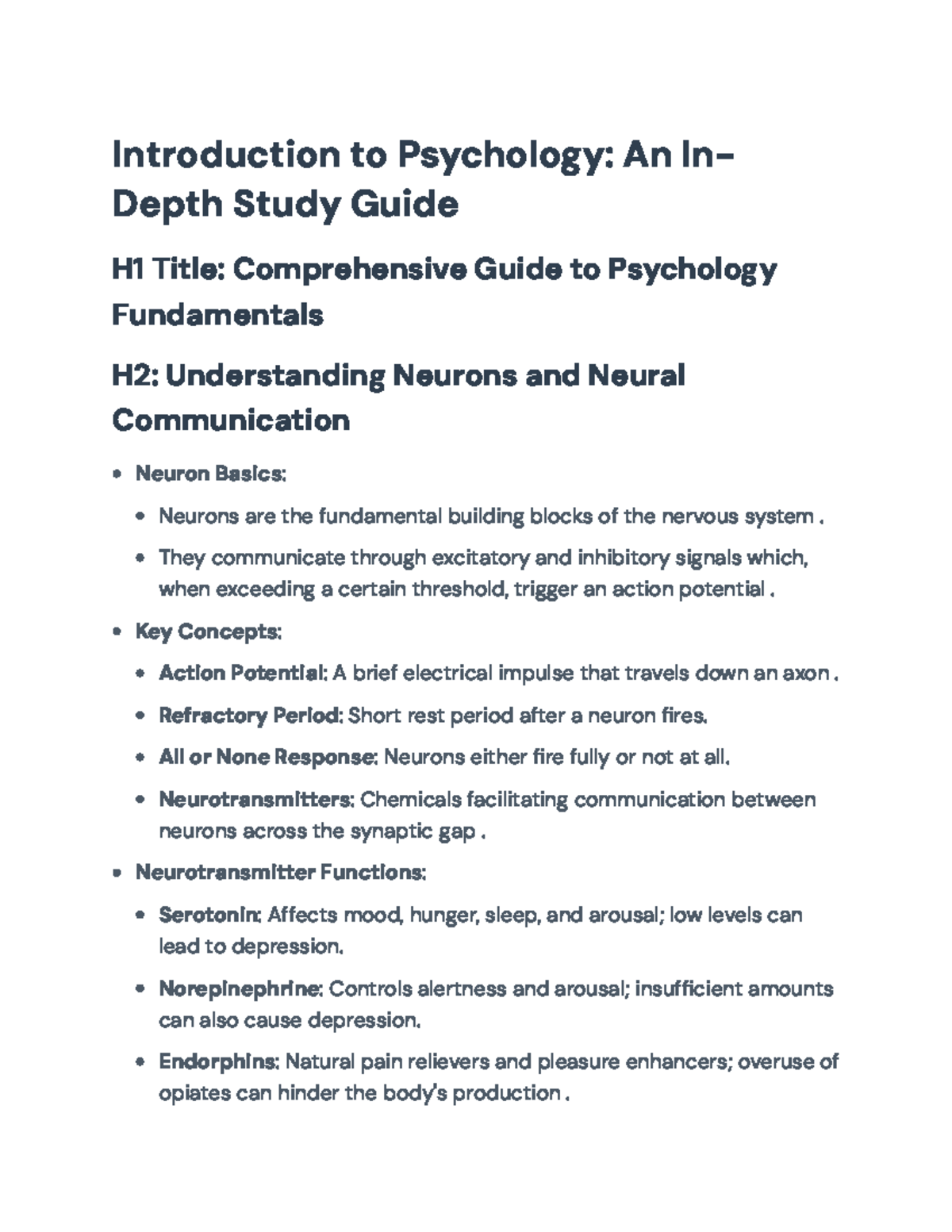 Comprehensive Psychology Study Guide for PSY101: Key Concepts and Theories - Introduction to ...