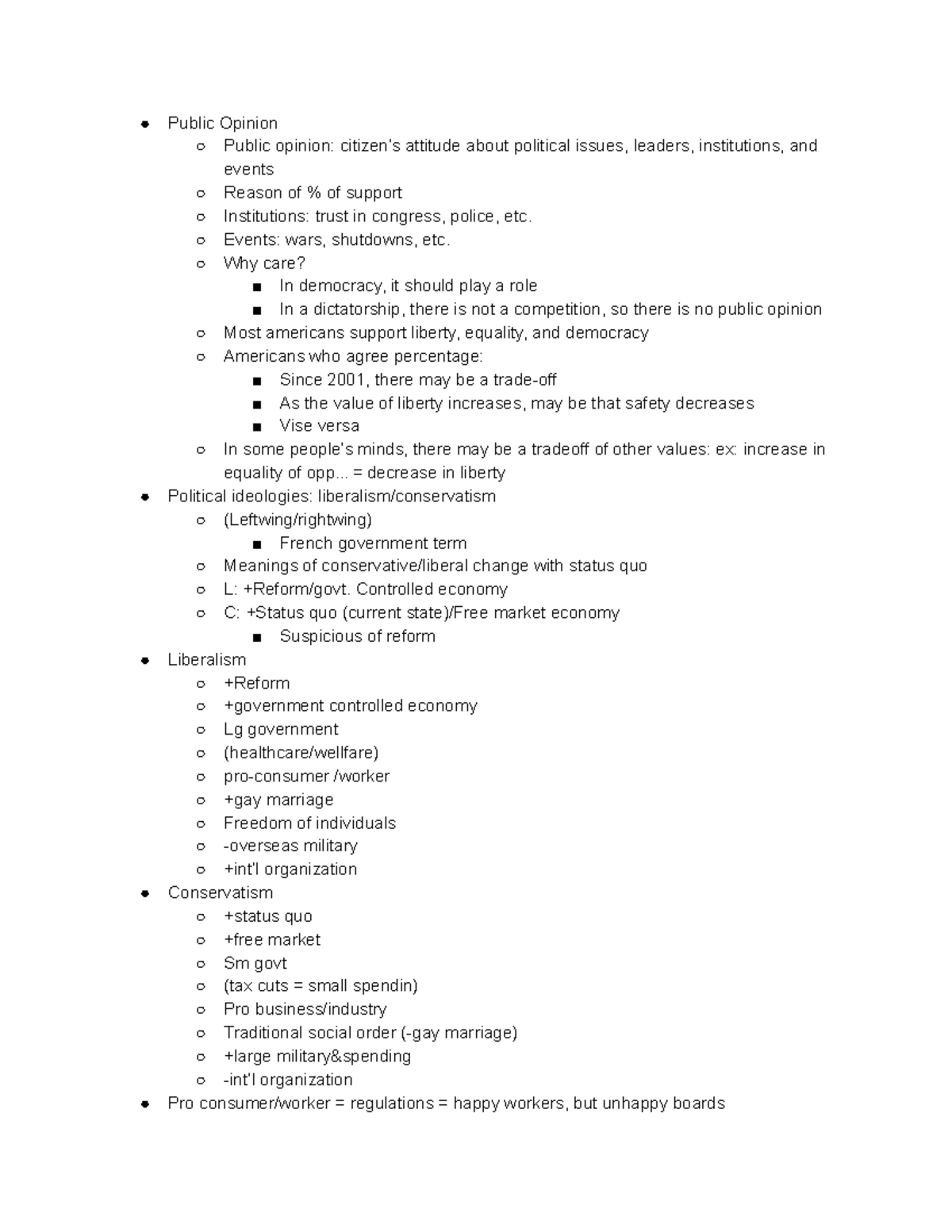 PSCI 101 Lecture Notes: Public Opinion & Political Ideologies - Studocu