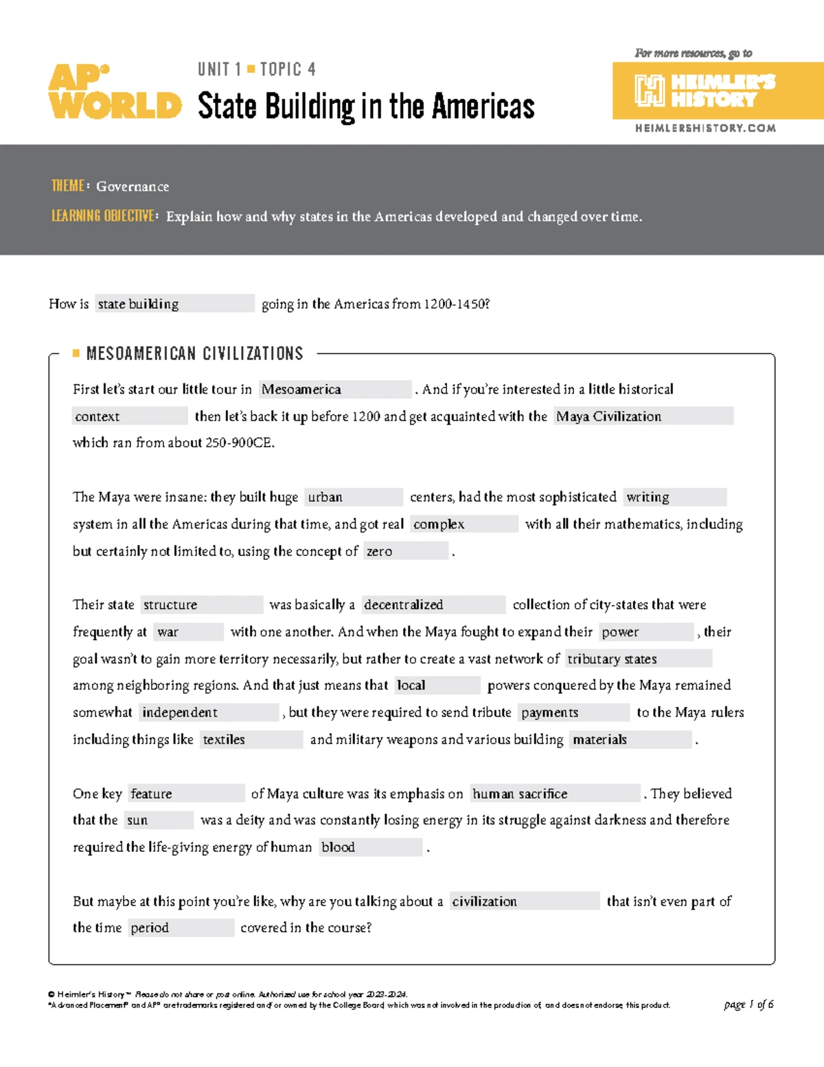 AP World History: Unit 1 Review Packet (c. 1200-1450) - Studocu