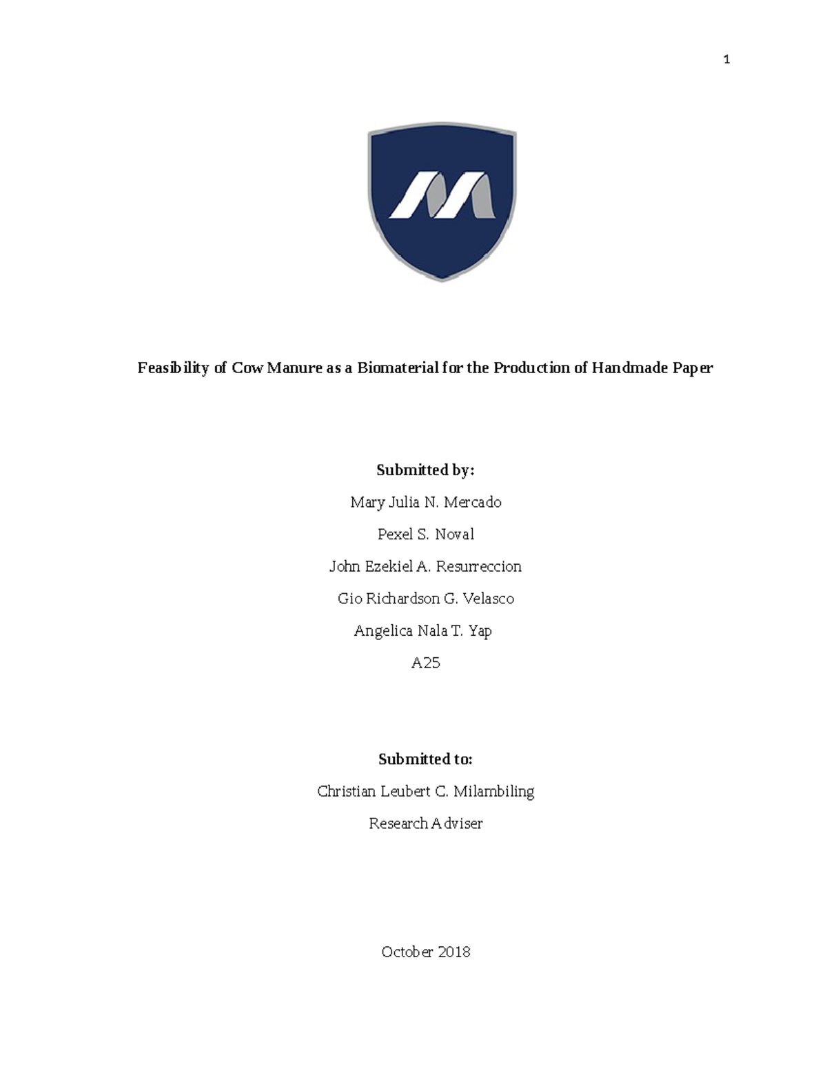 COW Manure Final Paper: Evaluating its Use in Handmade Paper Production ...