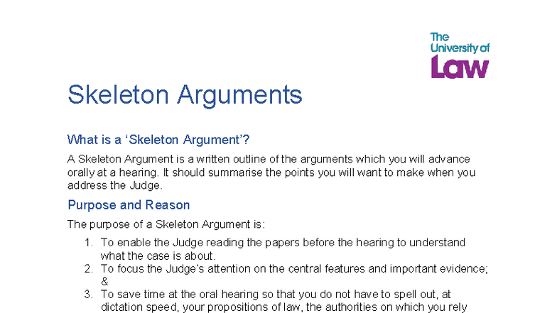 Skeleton Arguments: A Comprehensive Guide for Law Students - Studocu