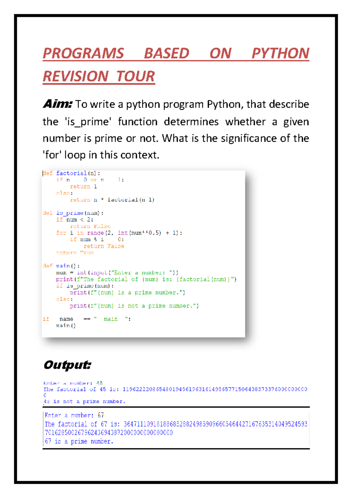 CS Practical: Python Programs and File Handling Techniques - Studocu