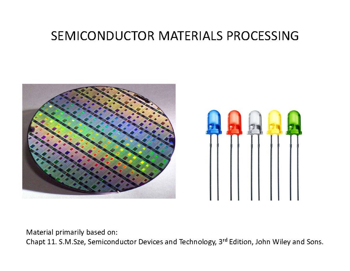 Processing Techniques for Semiconductor Materials - Ch. 11 Summary ...