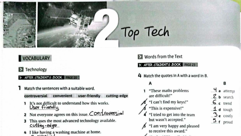 Technology T: Vocabulary Matching & Sentence Completion Exercises - Studocu