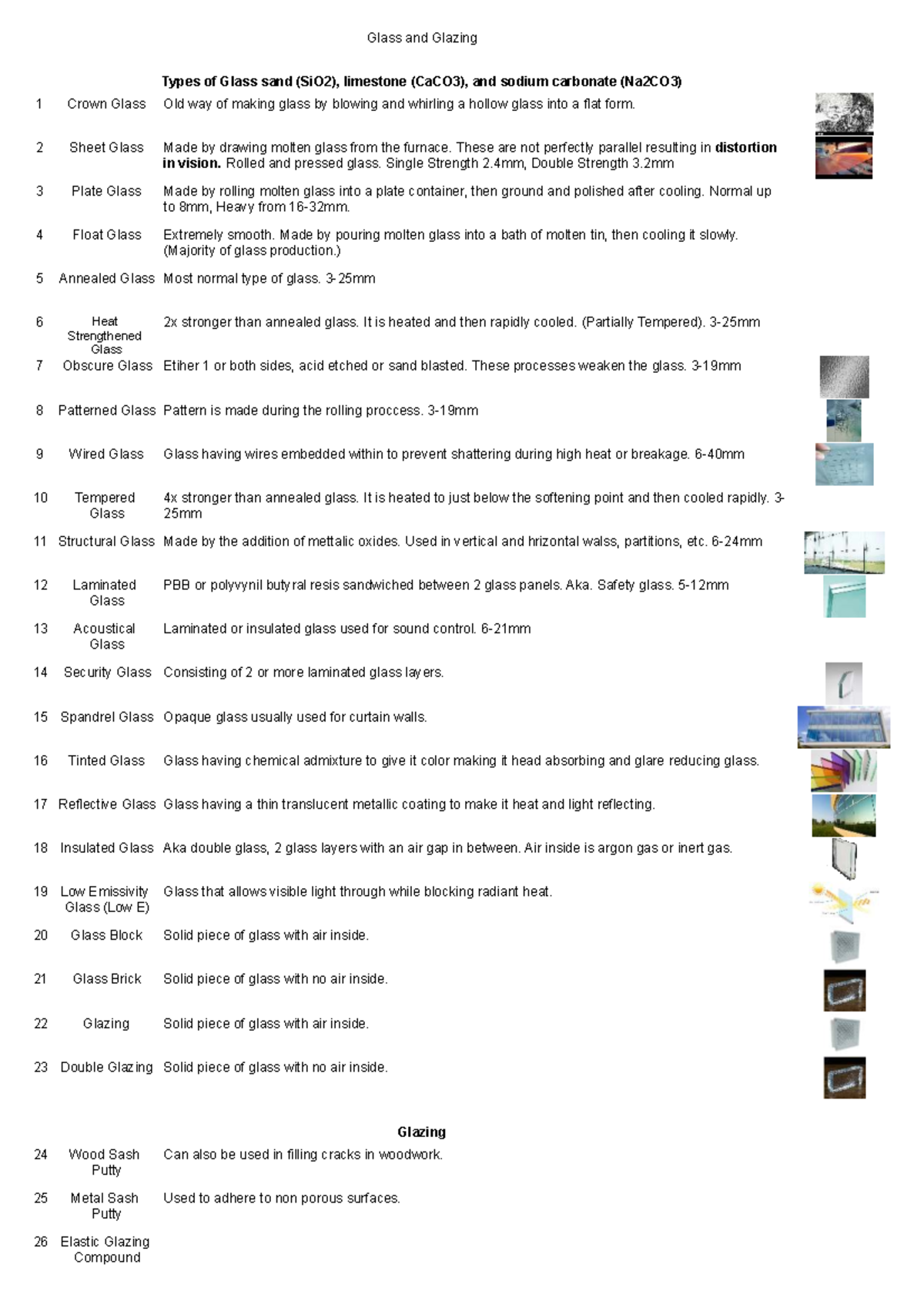 Construction - Glass Types and Glazing Techniques Overview - Studocu