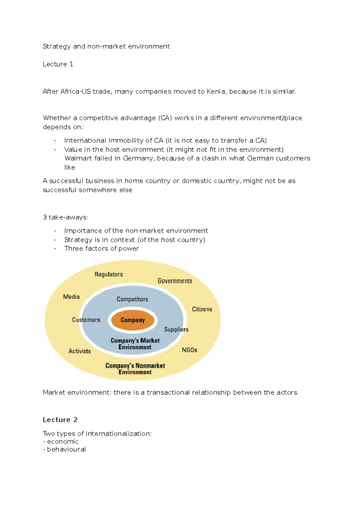 Lecture 1 & 2 - Strategy and Non-Market Environment (College 1 & 2 ...