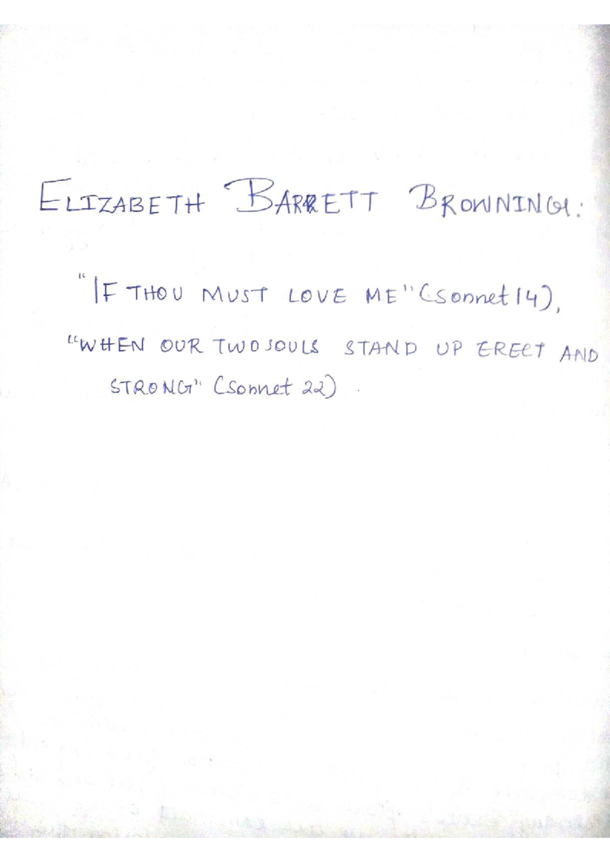 Sonnet Analysis: Elizabeth Barrett Browning's Love Themes (ENG 101 ...
