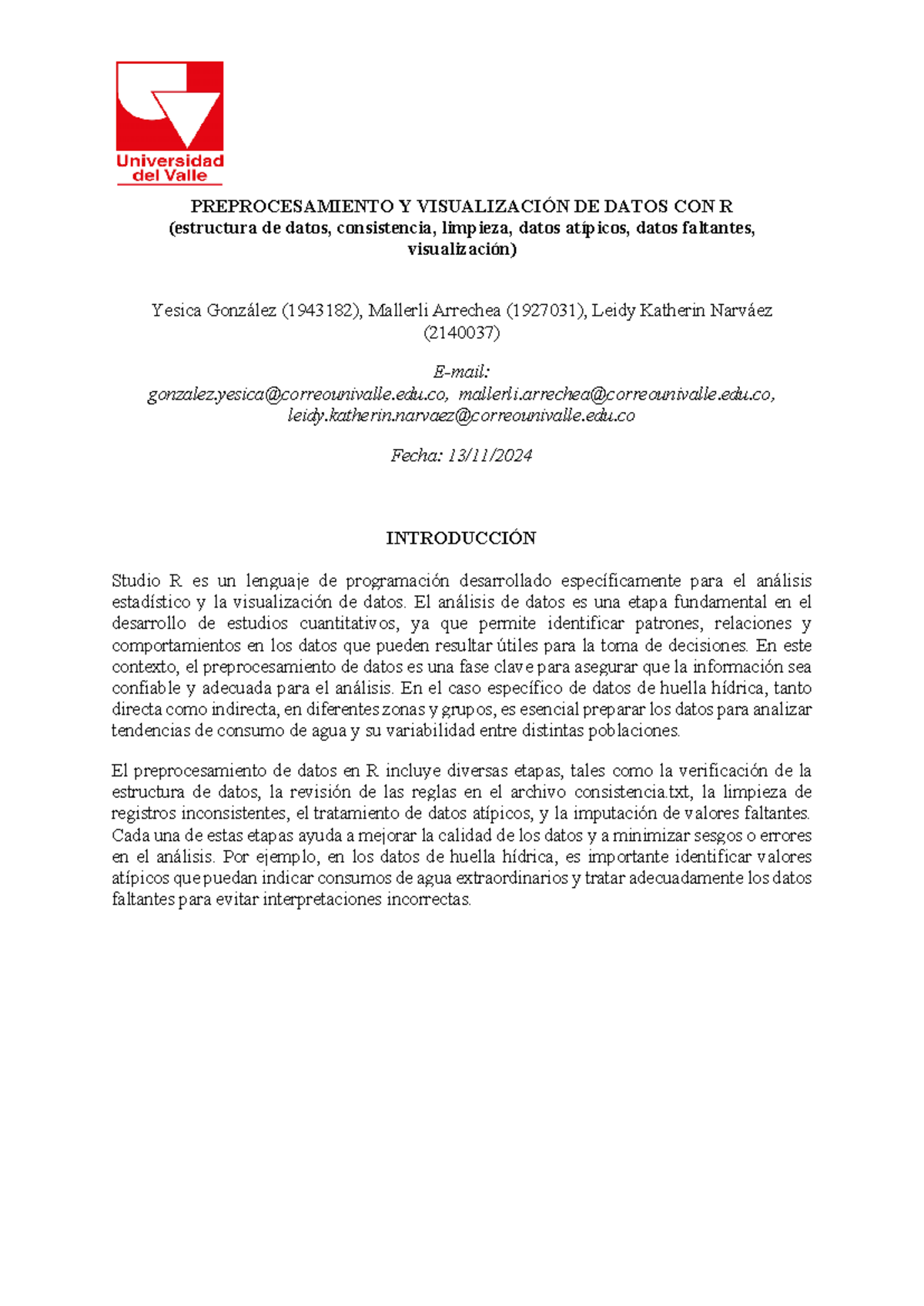 PREPROCESAMIENTO Y VISUALIZACIÓN DE DATOS CON R - Análisis de Huella Hídrica - Studocu