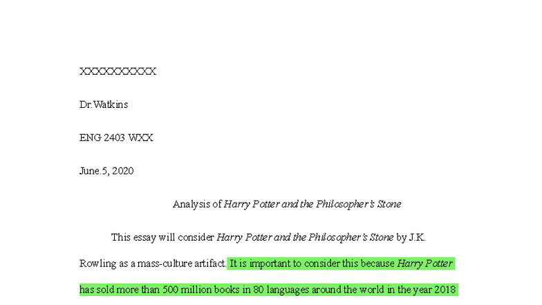ENG 2403 WXX Critical Essay: Analyzing Anxiety in Harry Potter and the ...