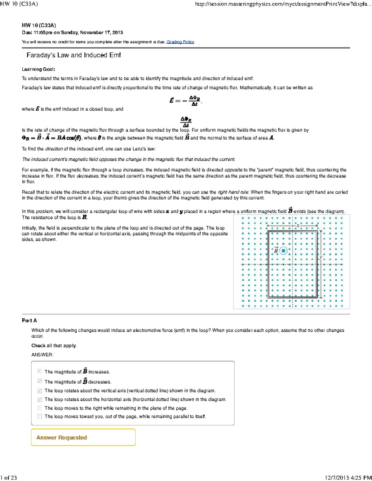 HW 10 (C33A) - Understanding Faraday's Law and Induced EMF - Studocu