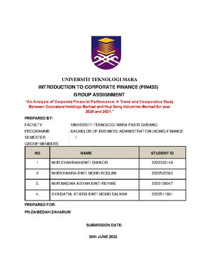 Combinepdf - fin430 - CONFIDENTIAL 1 BA/JUL 2021/FIN © Hak Cipta Universiti Teknologi MARA - Studocu