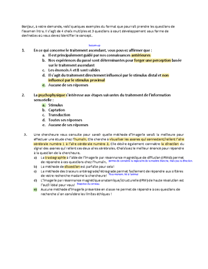 Cours 2 - COURS 2 Note de cours / Notes du manuel BASES PHYSIOLOGIQUES ...