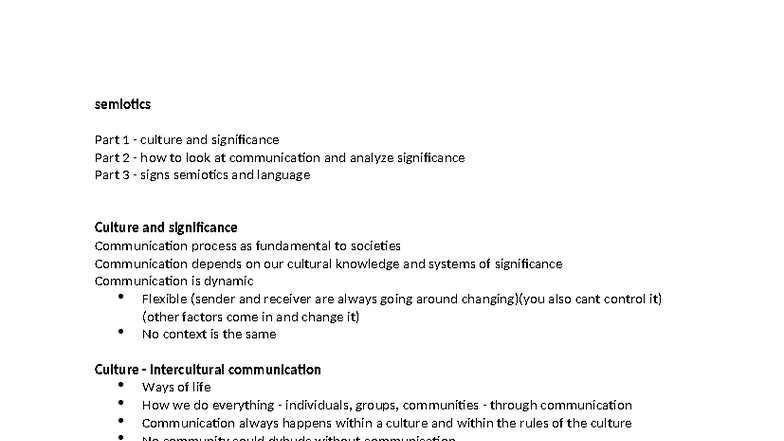 Semiotics and Culture: Analyzing Communication Significance - Studocu