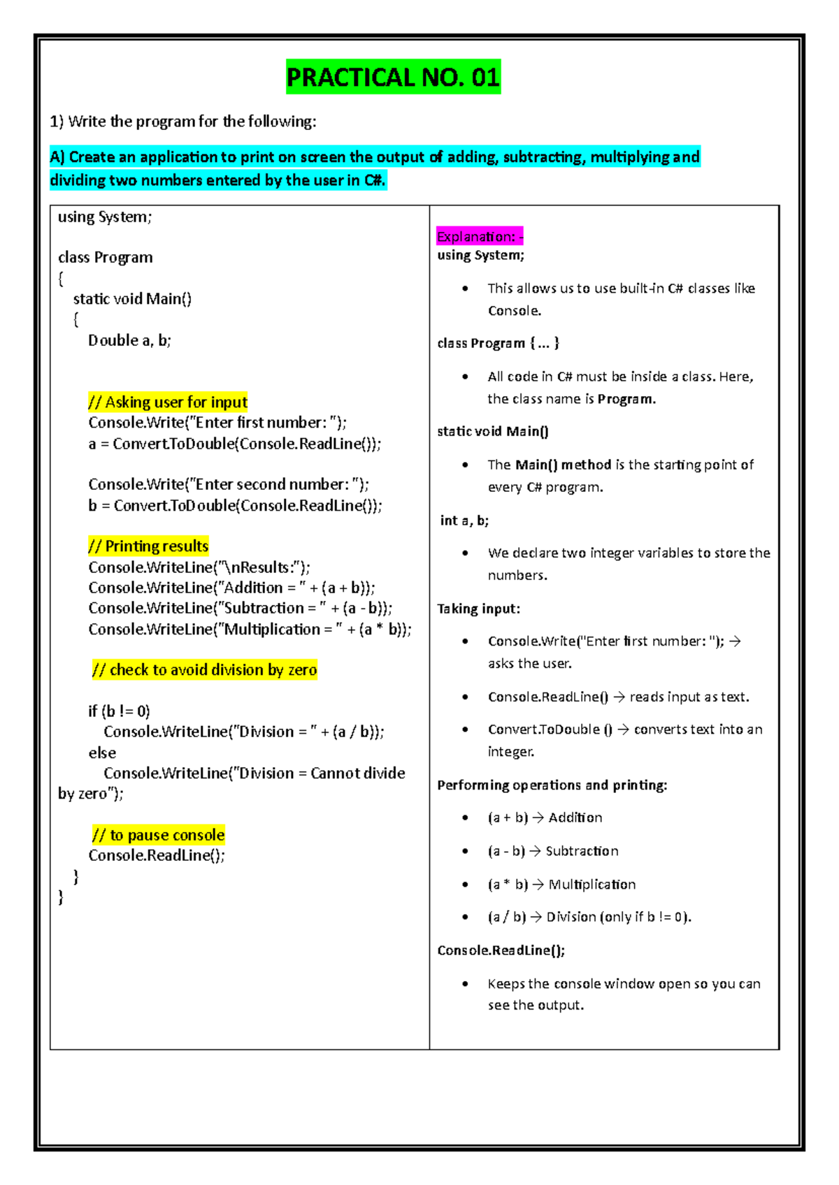Practical No. 01 (AWD): Basic Arithmetic and Triangle Printing App ...
