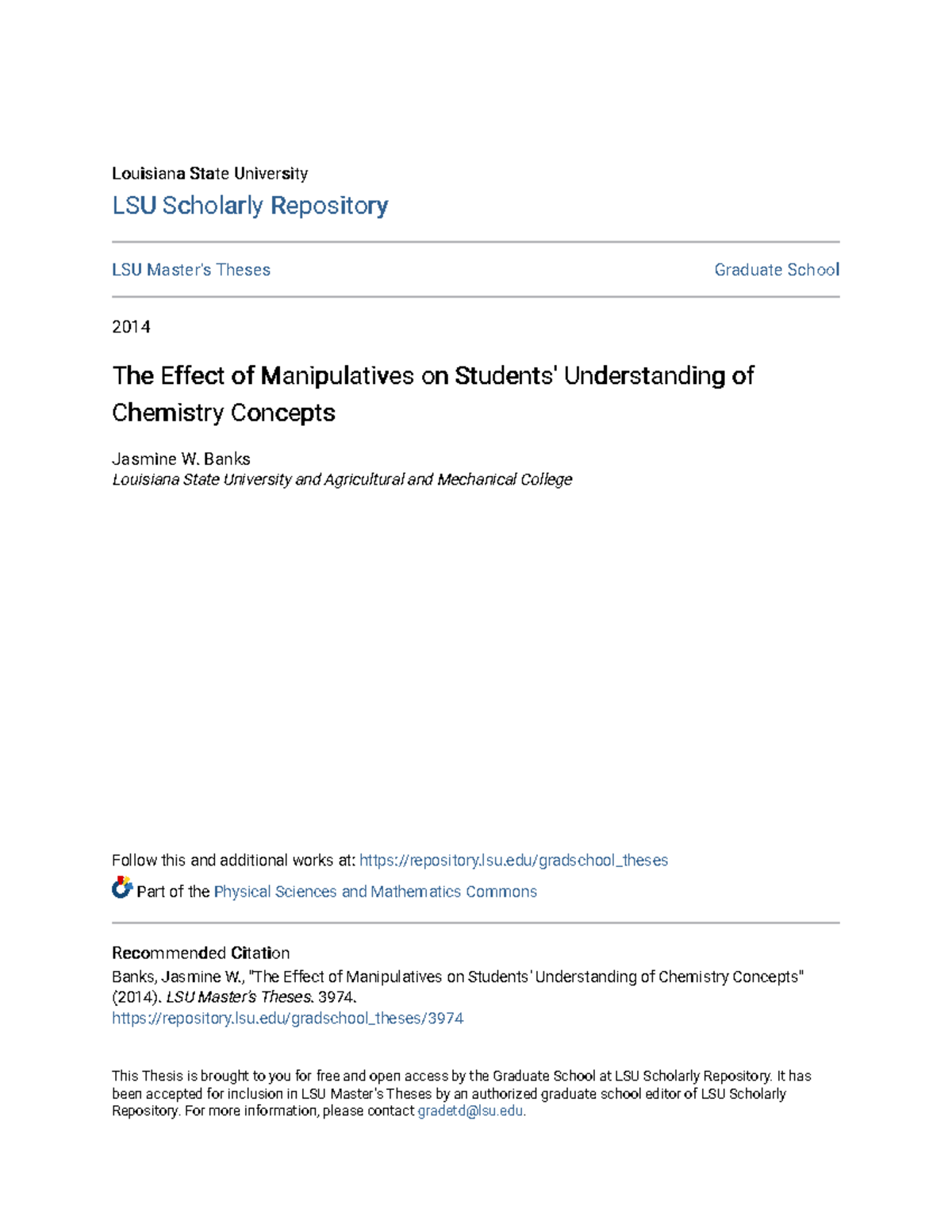 The Effect of Manipulatives on Students Understanding of Chemist ...