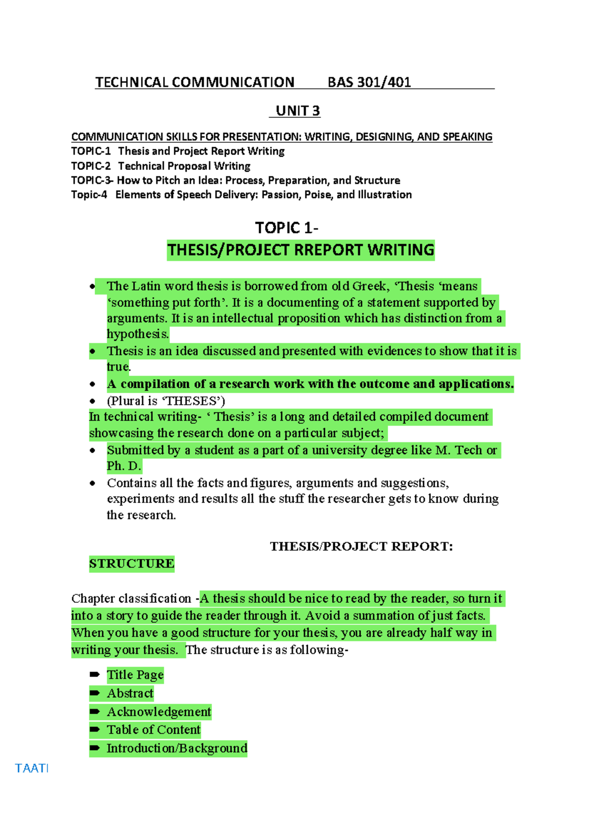 TC UNIT 3[ Marked] - Technical communication for 2nd year Students ...