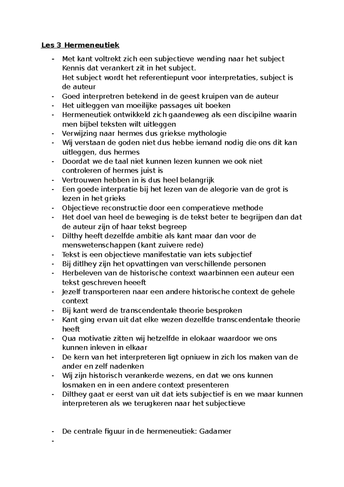 Les 3: Hermeneutiek en Interpretatie - Notities van Les 3 - Studocu