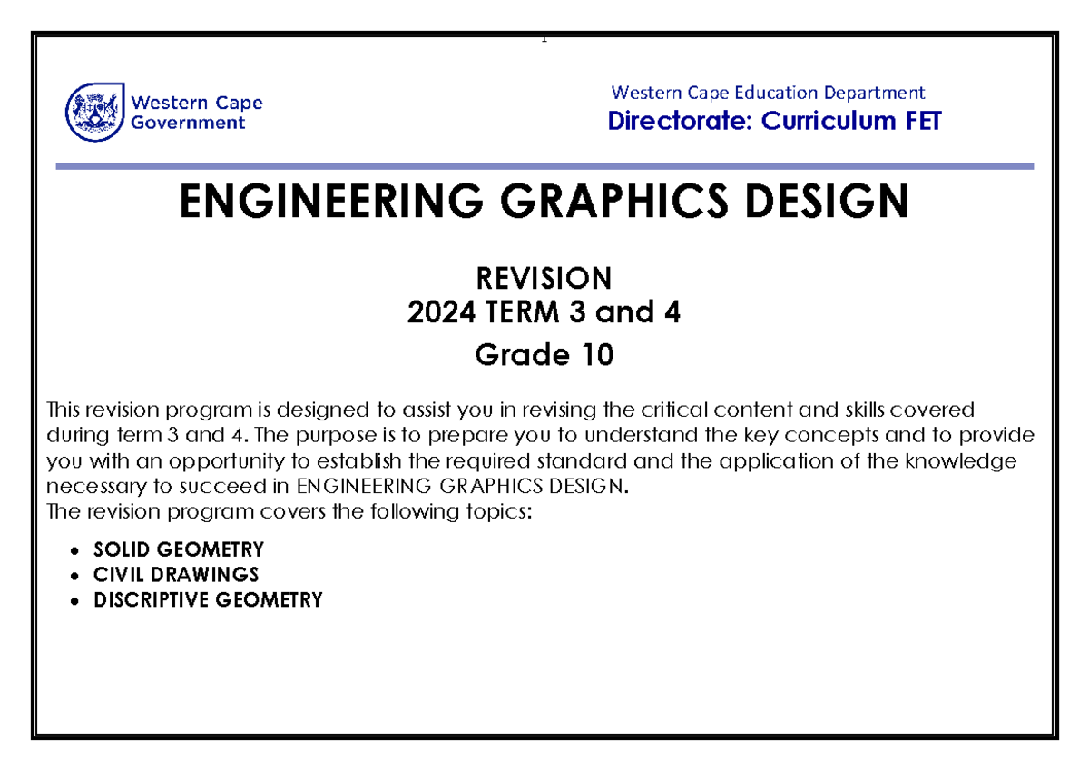 GR 10 Engineering Graphics Design Term 3 & 4 Revision 2024 - Studocu