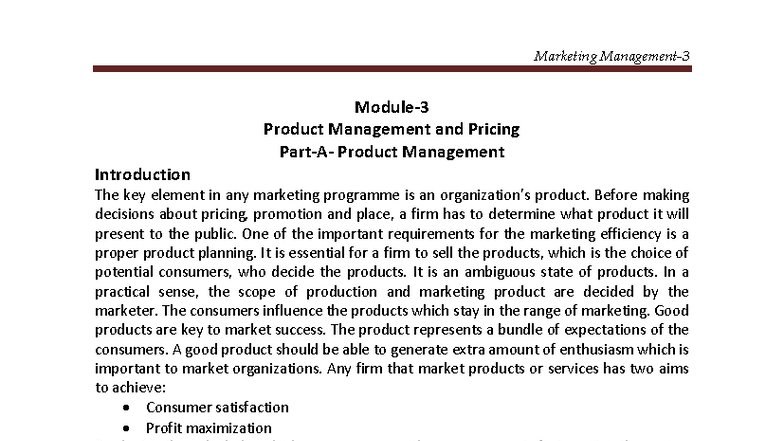 Marketing Management (MKT 301): Product Planning & Pricing Strategies ...