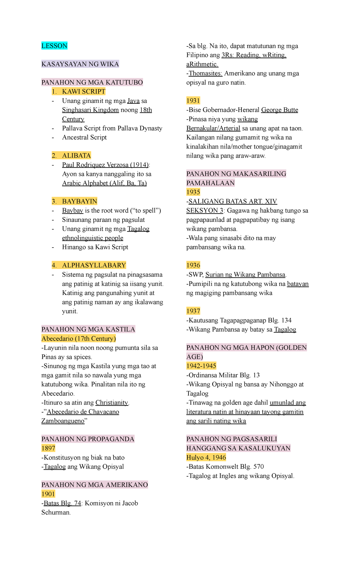 KASAYSAYAN NG WIKA AT TEKNIK NG PROPAGANDA (LEKSIYON) - Studocu