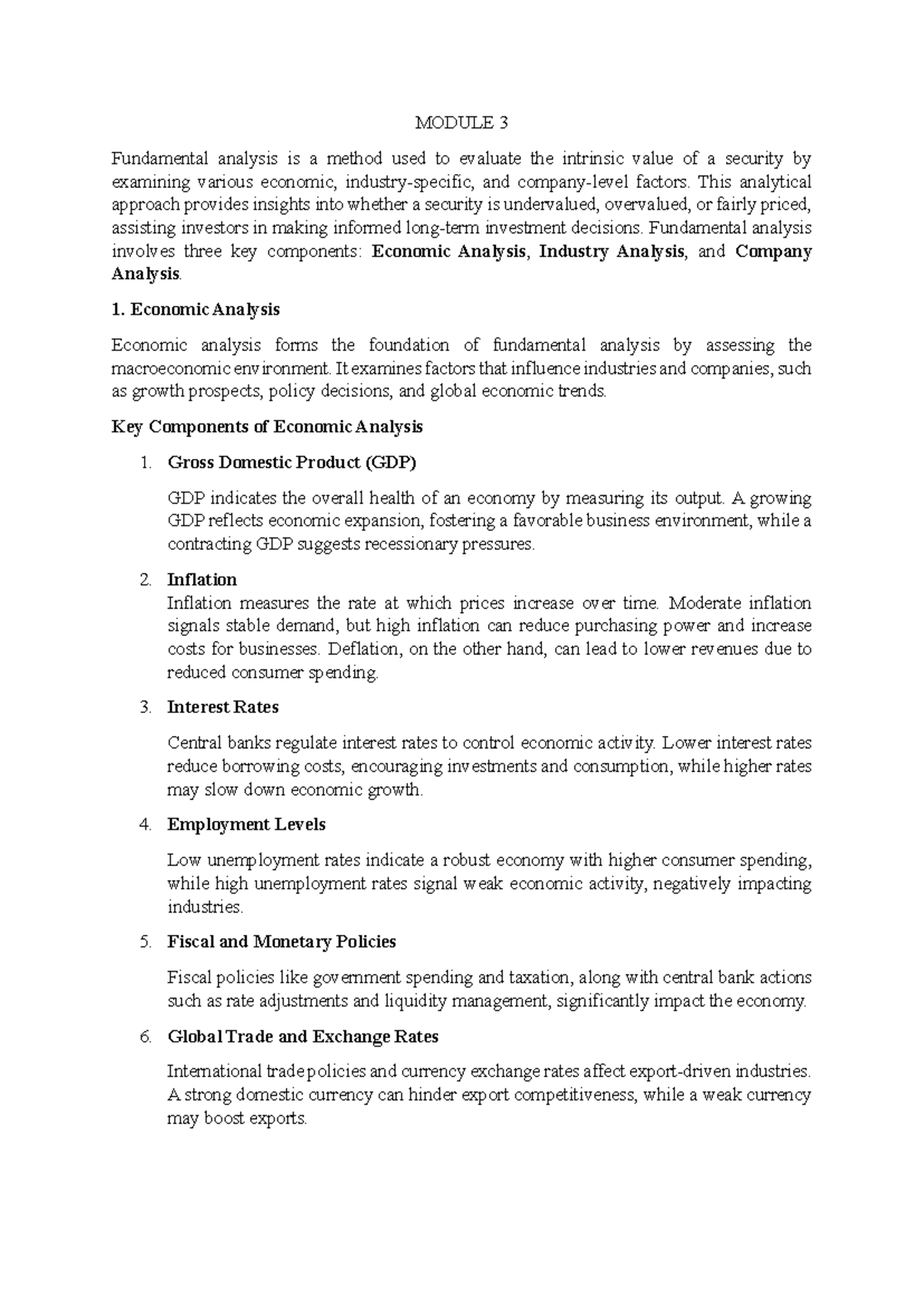 Module 3 PDF - Wonderful - MODULE 3 Fundamental analysis is a method ...