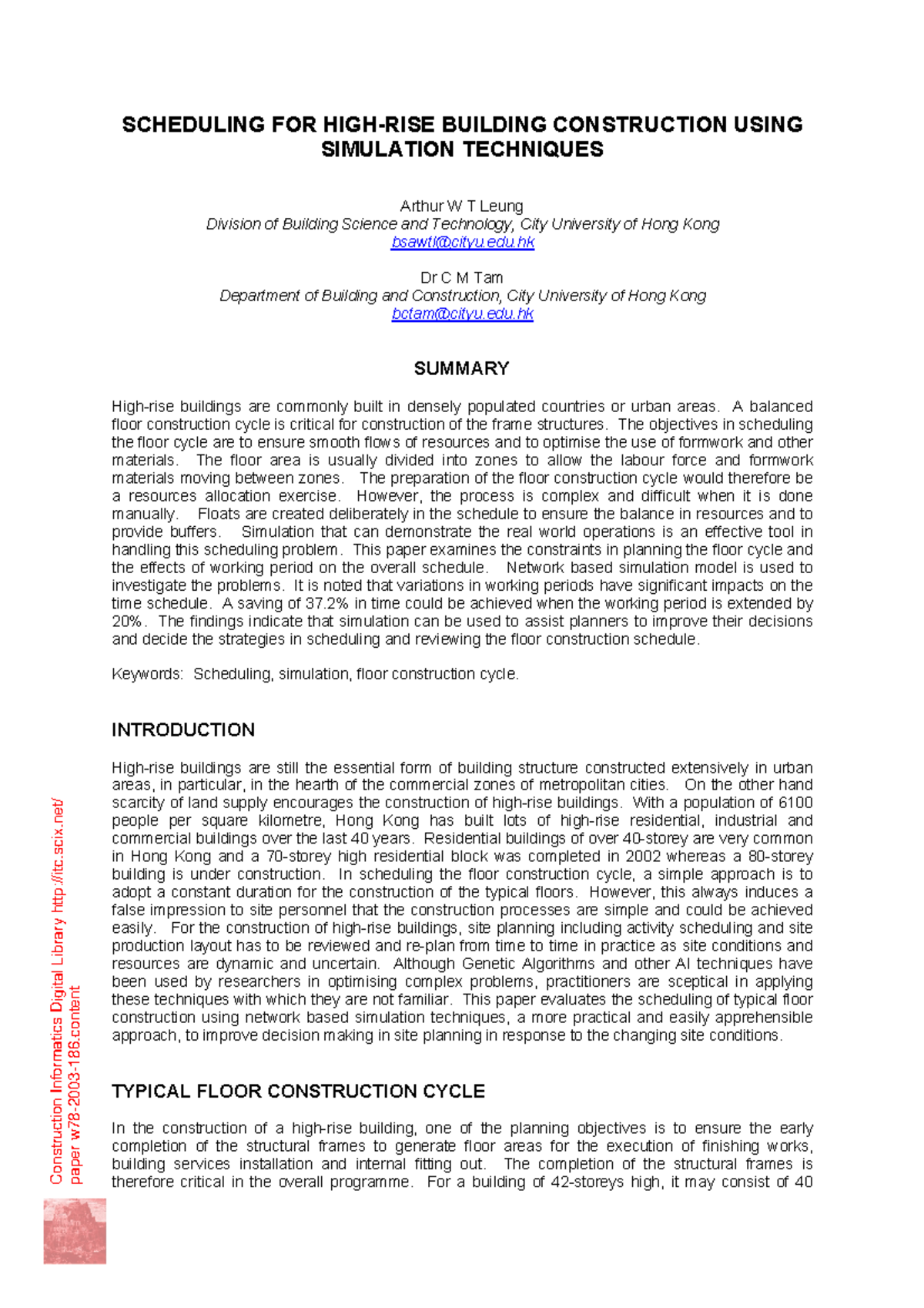 42 storey building cycle - SCHEDULING FOR HIGH-RISE BUILDING ...
