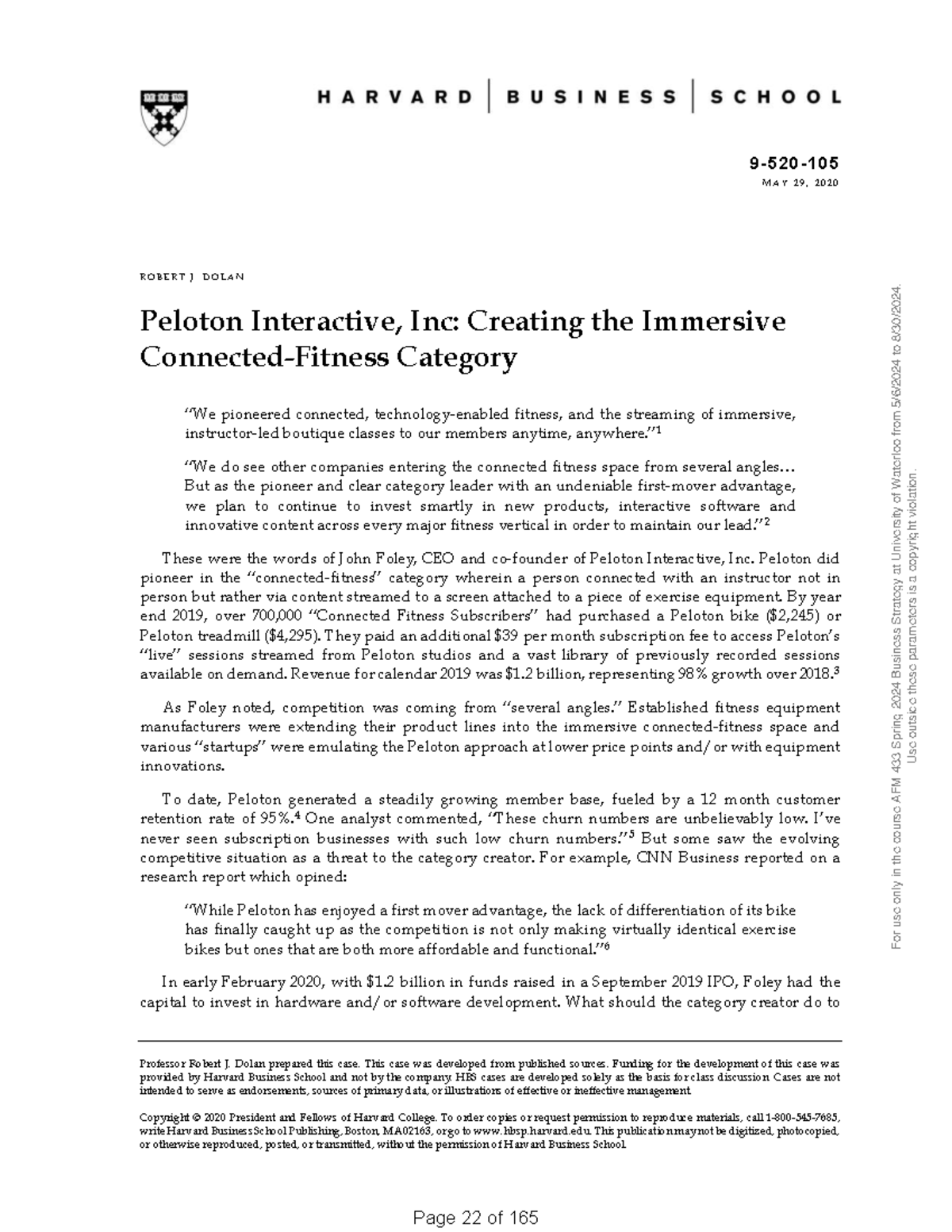 AFM 433 Spring 2024: Peloton Interactive, Inc. - Creating the Immersive ...