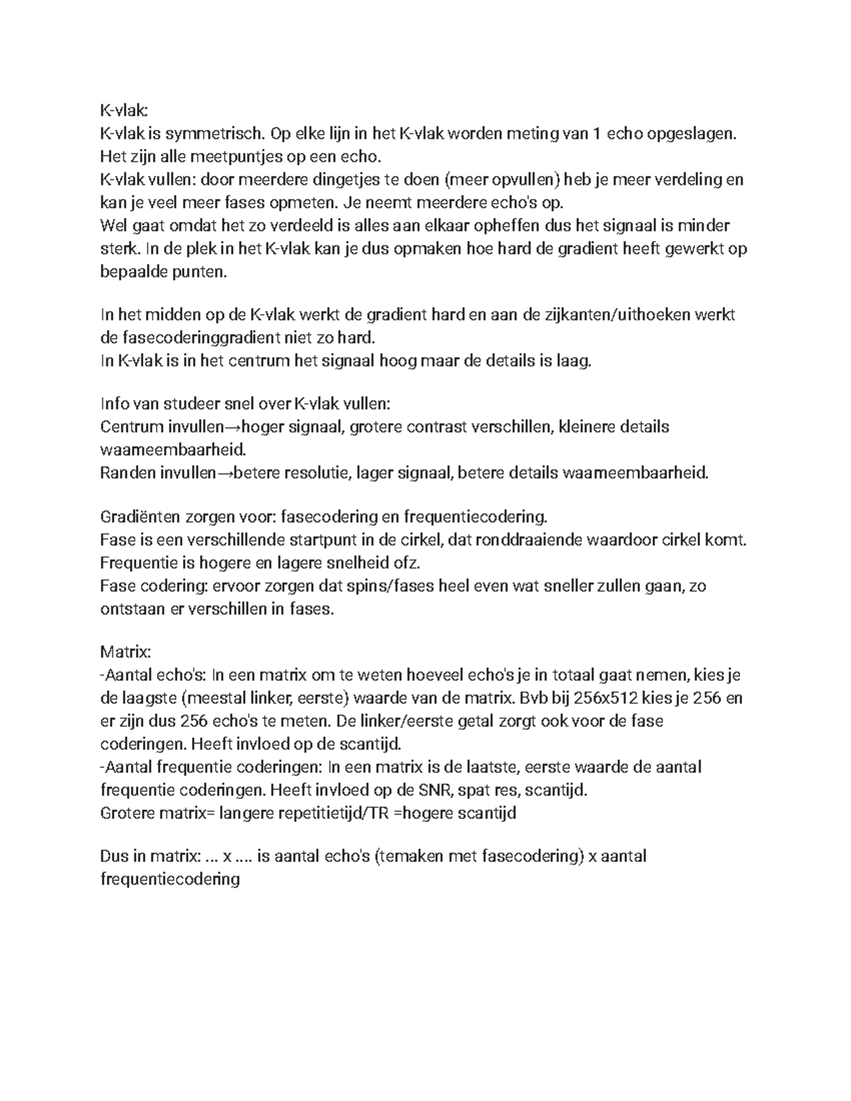 K-vlak en Matrix in MRI: Basisprincipes en Invloed op Beeldvorming ...