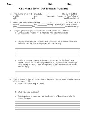 Charles' law problem set with answer key - Name ...