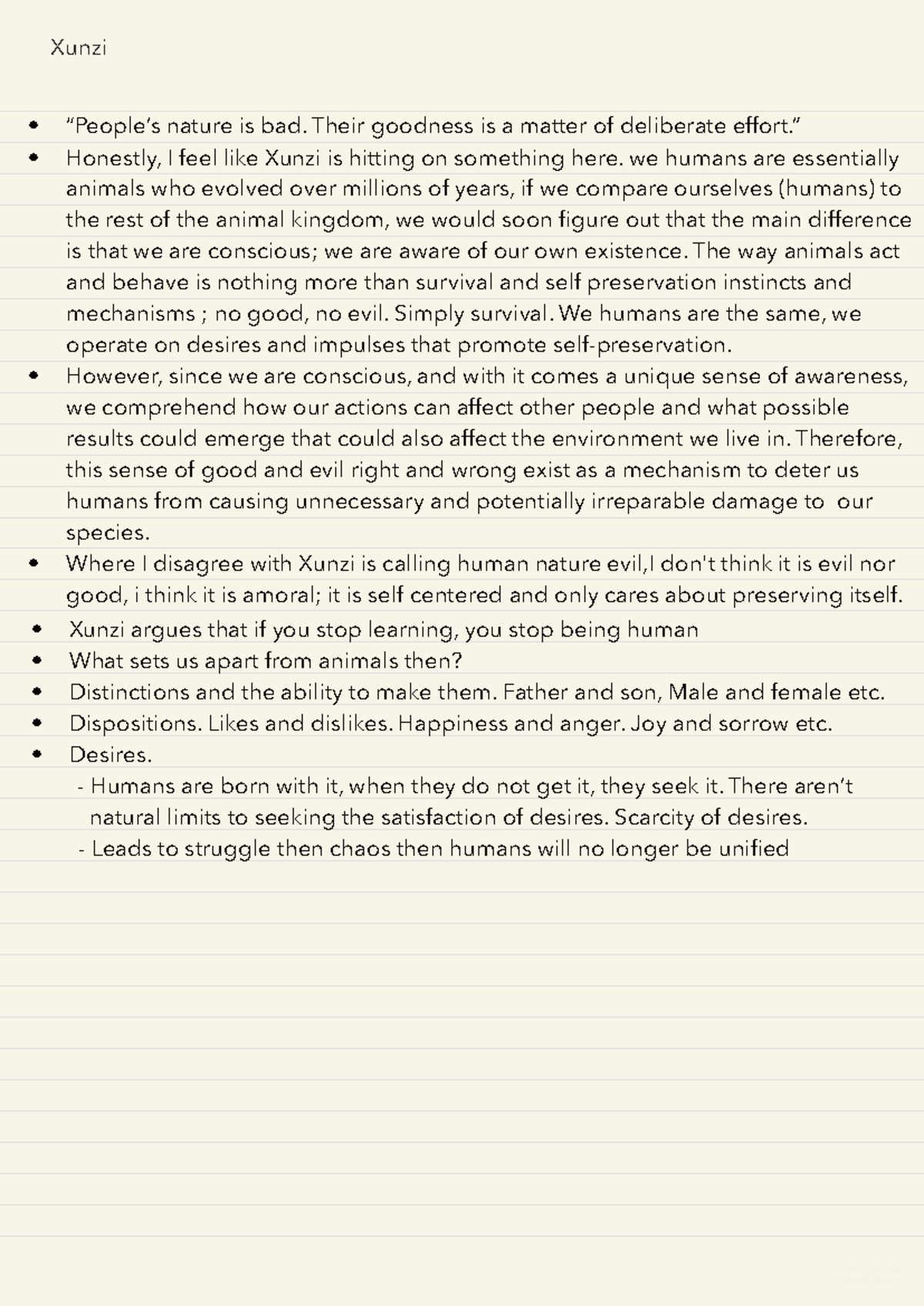 Xunzi: Analyzing Human Nature and Consciousness Debates - Studocu