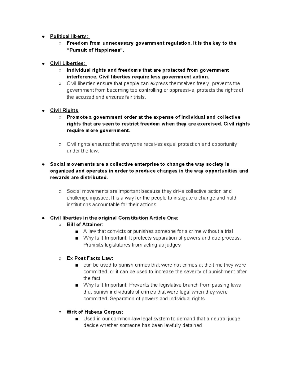 Civil Liberties and Rights: Insights on 14th & 15th Amendments - Studocu