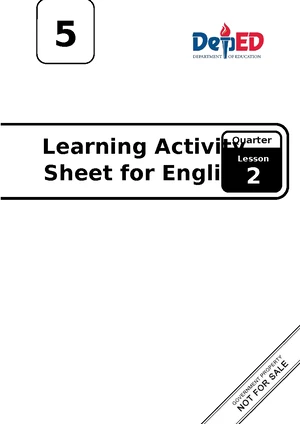 Q1 LAS English 5: Recognizing Story Elements Activity Sheet - Studocu