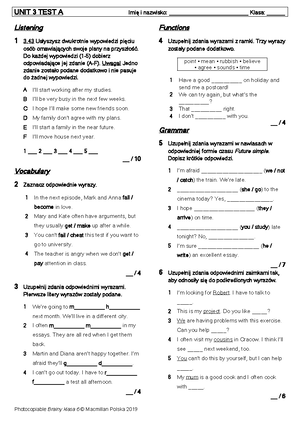 630422000 Brainy KL6 Unit Test 4B: Listening & Vocabulary - Studocu