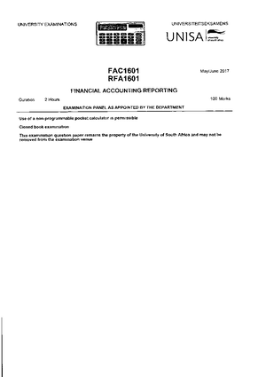 FAC1601 May 2025 Final Exam Paper: Financial Accounting Reporting - Studocu