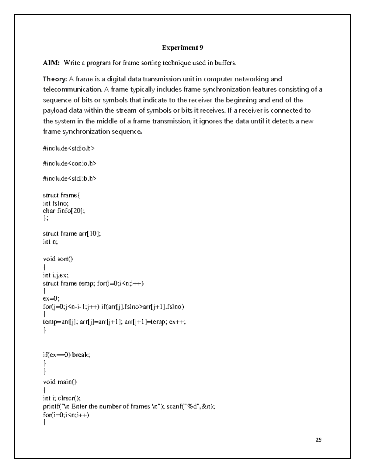 CN Lab Manual: Exp 9 - Frame Sorting & Exp 10 - Wireshark Tutorial ...