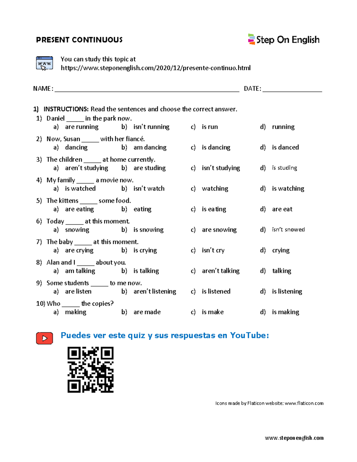 Present Continuous - hola - steponenglish PRESENT CONTINUOUS You can ...