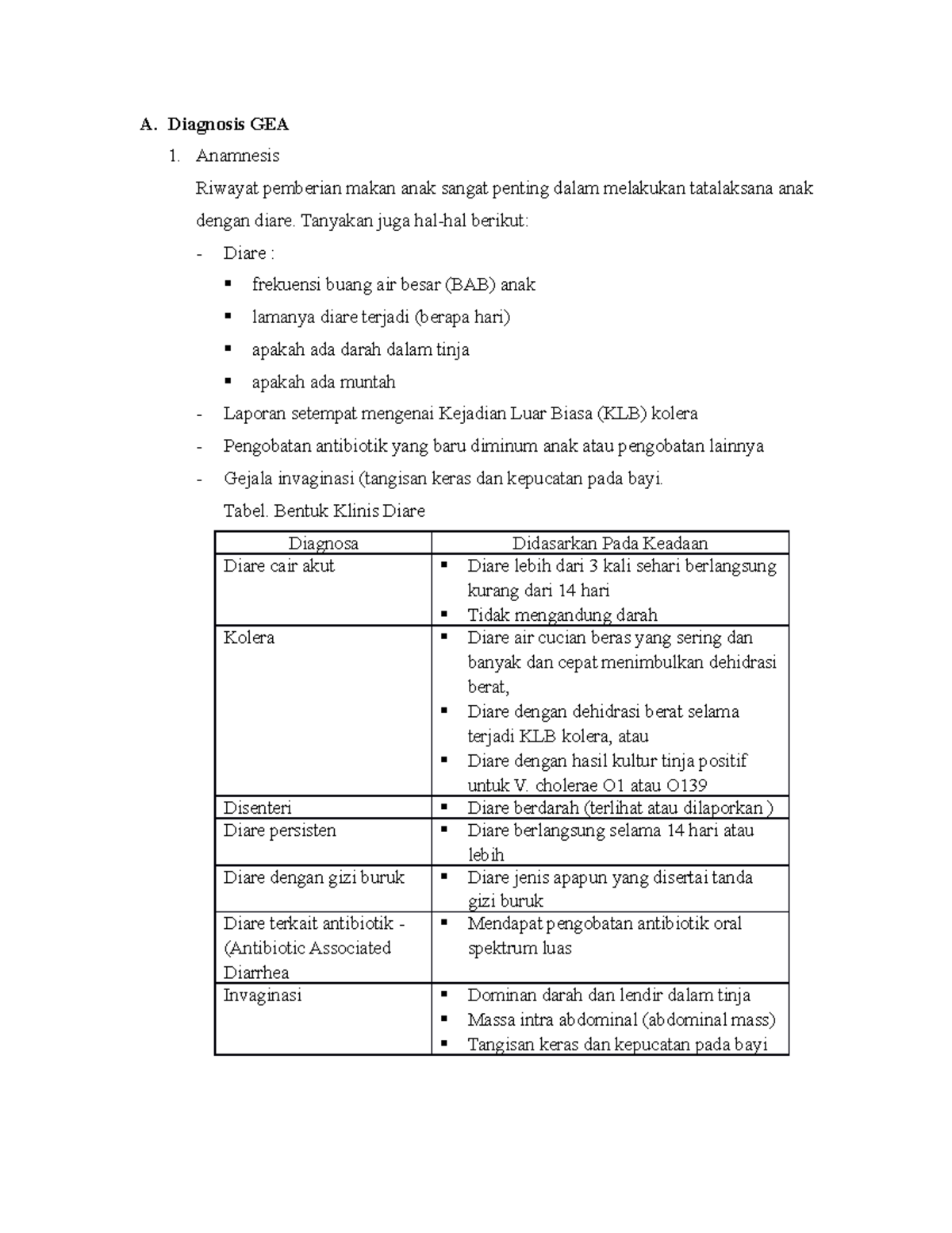Diagnosis GEA: Pemeriksaan Fisik dan Penunjang pada Anak - Studocu