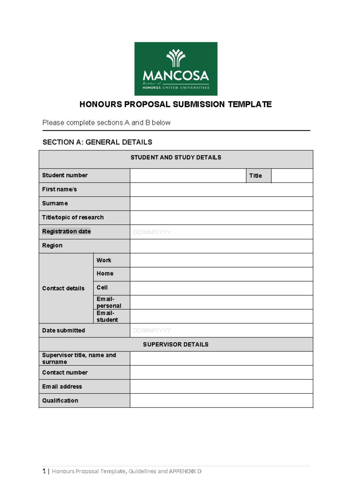 Honours Research Proposal Template 2024: Detailed Guidelines and ...