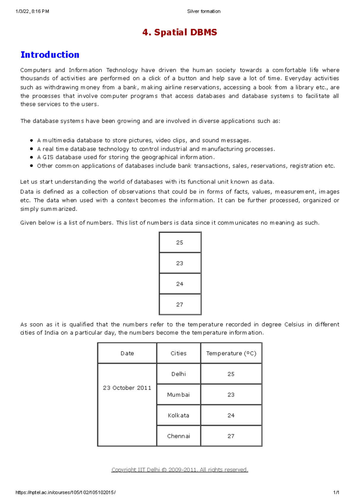 Unit-III: Introduction to Spatial DBMS and Data Structures - Studocu