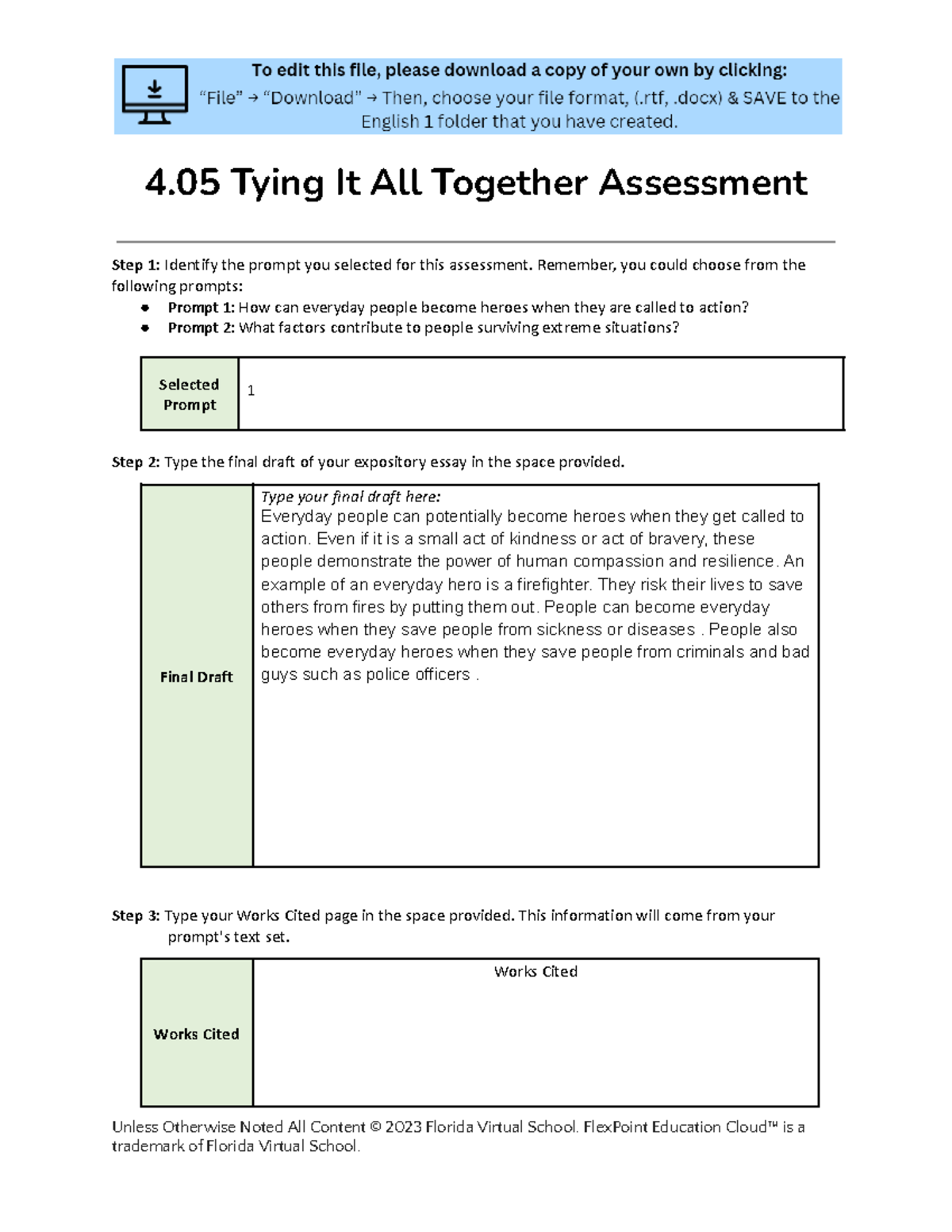 4.05 Tying It All Together Expository Essay Assessment - Studocu
