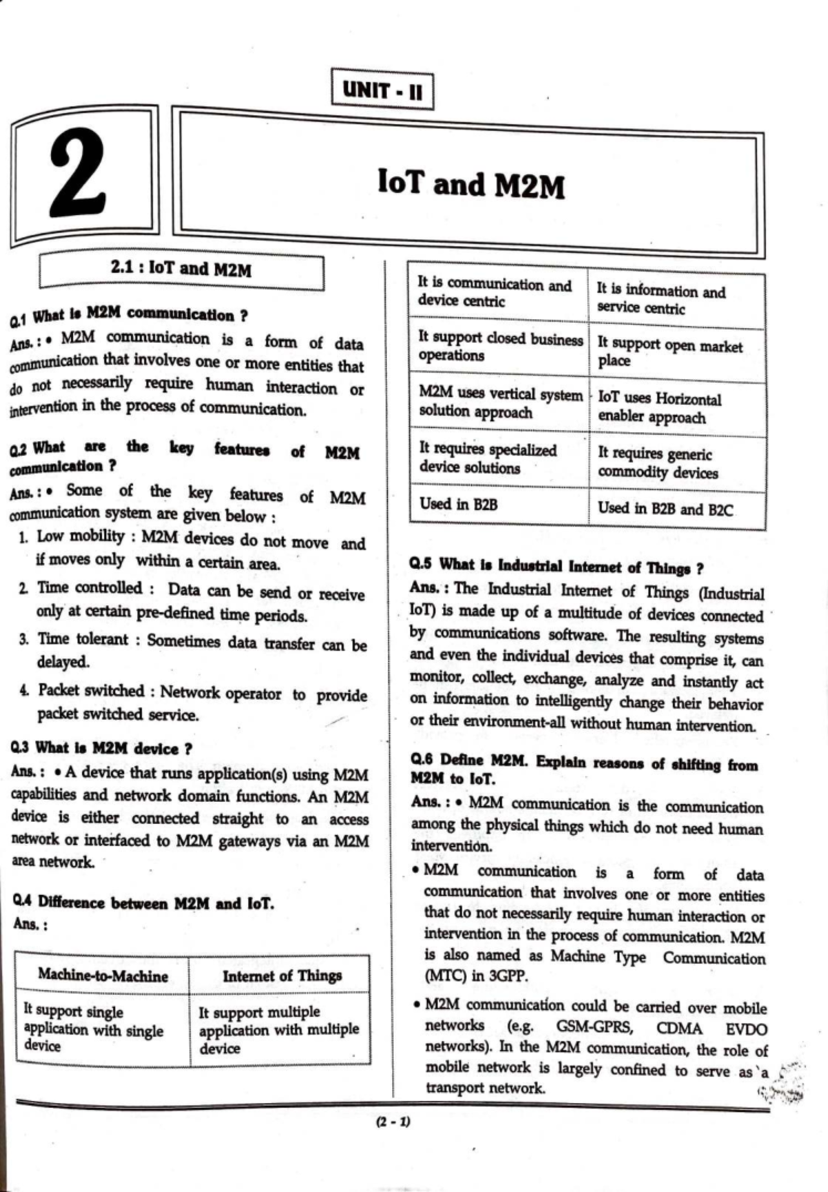 IoT & M2M Communication: Key Features and Applications (IOT 2.1) - Studocu