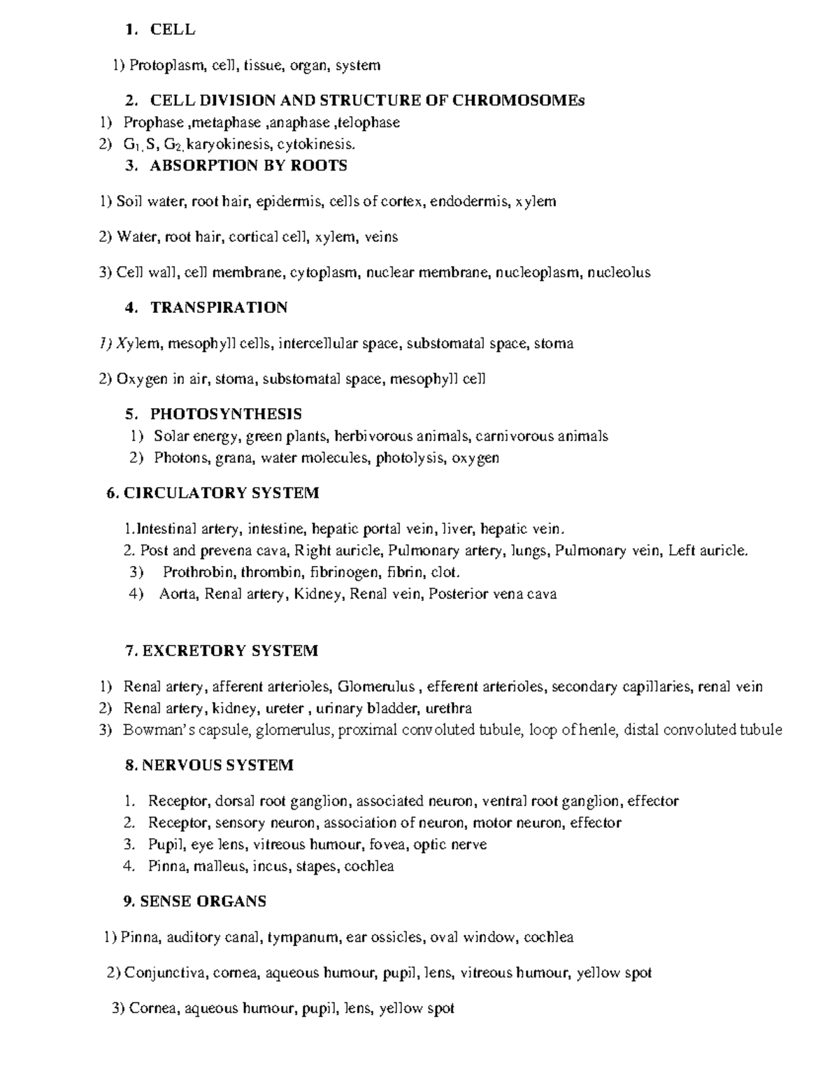 Biology Review Notes: Cell Structures & Functions (BIO101) - Studocu