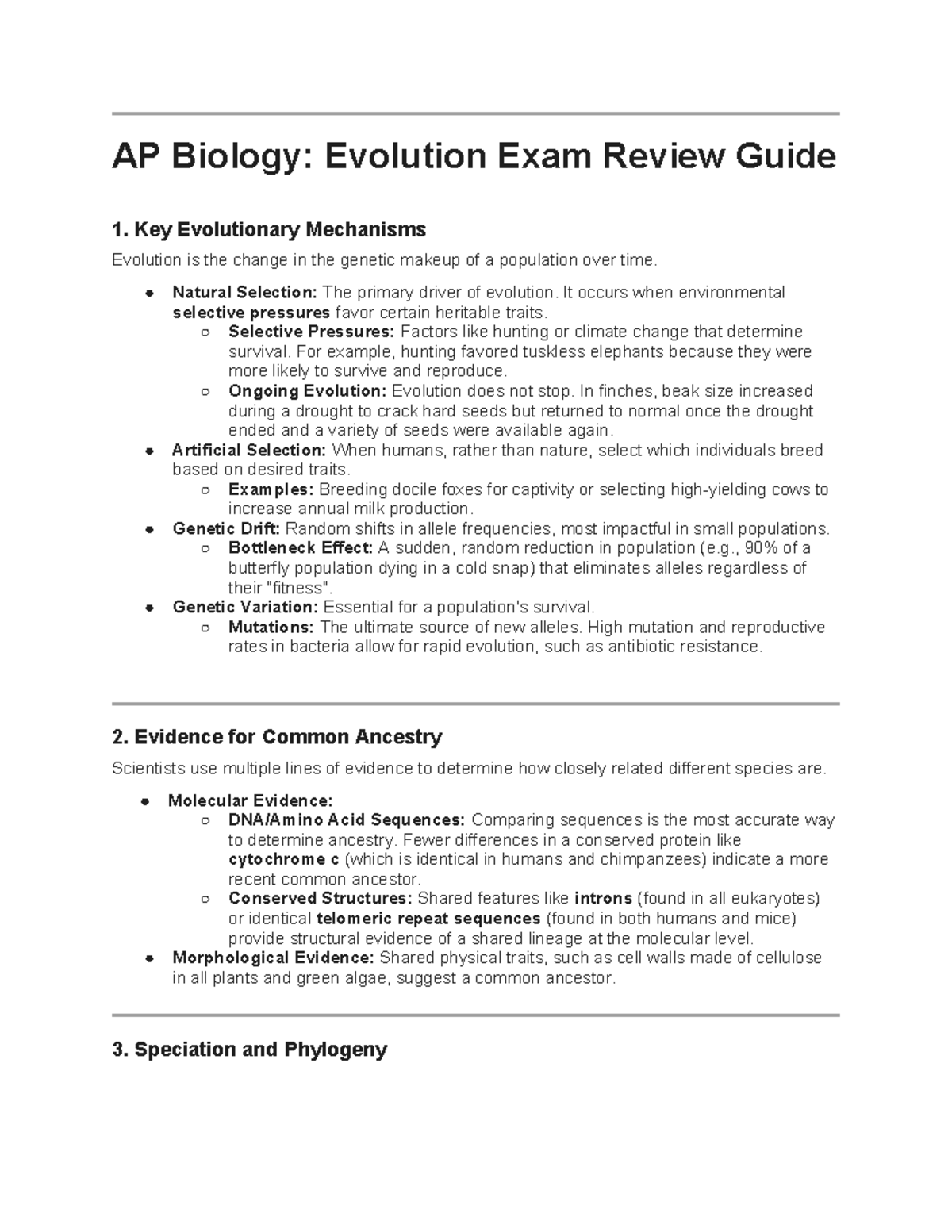 AP Biology: Evolution Exam Review Guide - Key Mechanisms & Evidence ...
